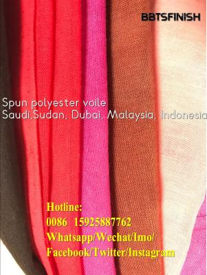 China BBTSFINISH High twisted spun full voile 44 inch Plain dyed fabric used for muslim scarf, shawel, head cover for sale