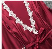 China European and American sexy five-piece pajamas female summer sleeves bride morning robe plus size home service nightgown for sale