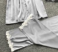 China European and American sexy five-piece pajamas female summer sleeves bride morning robe plus size home service nightgown for sale