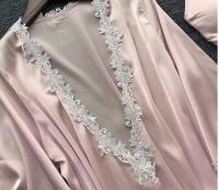 China European and American sexy five-piece pajamas female summer sleeves bride morning robe plus size home service nightgown for sale