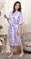 China Twisted satin nightgown emulation silk ladies nightgown summer solid color silk long bathrobe Japanese kimono cardigan r for sale