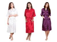 China Twisted satin nightgown emulation silk ladies nightgown summer solid color silk long bathrobe Japanese kimono cardigan r for sale