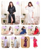 China Twisted satin nightgown emulation silk ladies nightgown summer solid color silk long bathrobe Japanese kimono cardigan r for sale