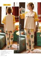 China Pajamas women's summer cotton short-sleeved trousers thin section Korean version of the spring and summer cute cartoon c for sale