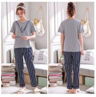 China Pajamas women's summer cotton short-sleeved trousers thin section Korean version of the spring and summer cute cartoon c for sale