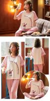 China Pajamas women's summer cotton short-sleeved trousers thin section Korean version of the spring and summer cute cartoon c for sale
