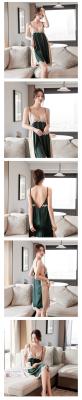 China Factory direct cross-border creative long pajamas comfortable sexy noble stitching strap chiffon nightdress female summe for sale