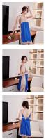 China Factory direct cross-border creative long pajamas comfortable sexy noble stitching strap chiffon nightdress female summe for sale