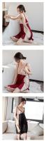 China Factory direct cross-border creative long pajamas comfortable sexy noble stitching strap chiffon nightdress female summe for sale