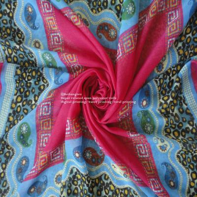 China BBTSfinish®جودة اليا high twisted spun polyester voile plain dyed screen printing digital printing fabric 36