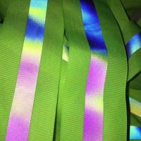 China High Visibility Rainbow Strip Reflective Fabric with Black Ribbon 25mm*100m per Roll for sale