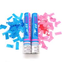 China Custom Biodegradable Confetti Smoke Cannon Gender Reveal Confetti Powder Cannon Blue Pink for sale