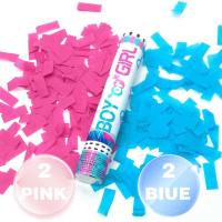 China Customized Logo Gender Reveal Confetti Party Popper with Biodegradable Flameproof Material for sale
