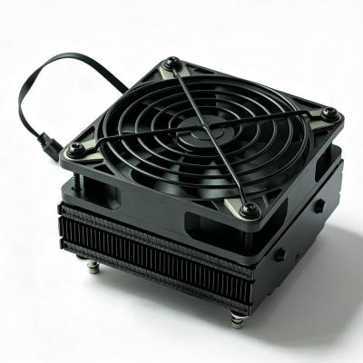 China 12V ball bearing axial flow cooling fan, 4-pin, 42.02 CFM, 4200 RPM, plastic fan. 4 copper tube air cooling/radiator, suitable for mining equipment. for sale