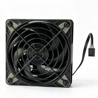 China 12V ball bearing axial flow cooling fan, 4-pin, 42.02 CFM, 4200 RPM, plastic fan. 4 copper tube air cooling/radiator, suitable for mining equipment. for sale