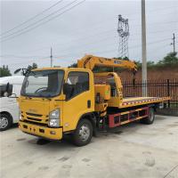 China Isuzu 5 Ton Flatbed Recovery Truck with 3.2 Ton Crane 5600mm Bed for sale