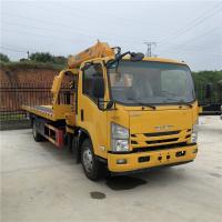 China Isuzu 5 Ton Flatbed Recovery Truck with 3.2 Ton Crane 5600mm Bed for sale