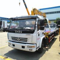China Dongfeng 4 Ton Euro 3 Slide Bed Recovery Truck with 3.2 Ton Telescopic Crane for sale