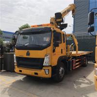 China 4x2 Euro 6 Howo Sinotruk 8 Ton Flatbed Wrecker Truck with Mounted Crane for sale