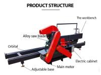 China Round Log Cutting Circular Sawmill Sliding Table Saw Machines With Two Circular Saw Blades for sale