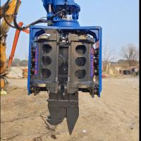 China Hydraulic Side Grip Pile Driver For Confined Spaces | Low Headroom Operation + Bidirectional Tilt & 360° Rotation for sale