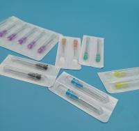 China 1.4mm Out Diameter Sterile Disposable Syringe 17G Red Purple With Side Hole for sale