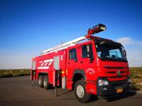 China HOWO 336KW Water Tower Fire Truck with 10000L Water Capacity and 18m Working Height for High-Rise Firefighting for sale