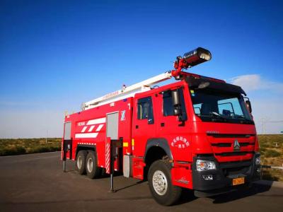 China HOWO 336KW Water Tower Fire Truck with 10000L Water Capacity and 18m Working Height for High-Rise Firefighting for sale