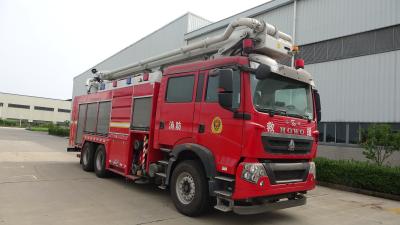 China SINOTRUK 324KW 6x4 Fire Fighting Water Truck with 32M Telescopic Boom and 5000kg Water Capacity for sale