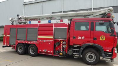 China HOWO 32M Hydraulic Telescopic Water Fire Truck with 5000L Water 2000L Foam Capacity and 324KW Engine for sale
