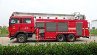 China HOWO 324KW 6X4 32 Meter Hydraulic Telescopic Water Tower Fire Truck with 5000kg Water Tank for sale