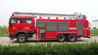 China HOWO 324KW 6X4 32 Meter Hydraulic Telescopic Water Tower Fire Truck with 5000kg Water Tank for sale