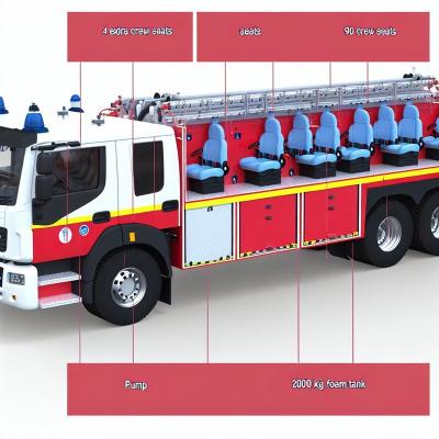 China Foam Fire Truck 2+4 Crew Seats 90L/s Pump 2000kg Foam Capacity 2320L Water Tank for sale