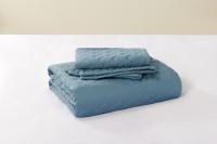 China 100% Cotton Blue Quilt Set Solid King Size Comforter Set Breathable for sale