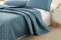 China 100% Cotton Blue Quilt Set Solid King Size Comforter Set Breathable for sale