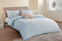 China Seersucker Cotton Recycled Polyester Duvet Set Sustainable Light Blue Duvet Cover King for sale