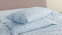 China Seersucker Cotton Recycled Polyester Duvet Set Sustainable Light Blue Duvet Cover King for sale