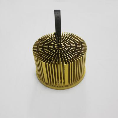 China Anodizing Golden 50W Cold Forged Pin Fin Heat Sink For LED Grow Light for sale