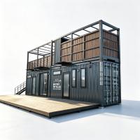 China Second Floor Steel Structure Container Houses Pre-fabricated Components Container Glamping Park Toilet Cafe Shop for sale