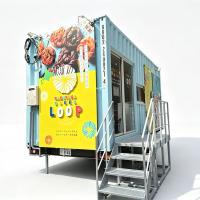 China Commercial Container Food Cart Street Mobile Towable Multifunctional Customized Container Cafe Shop With Staircase for sale
