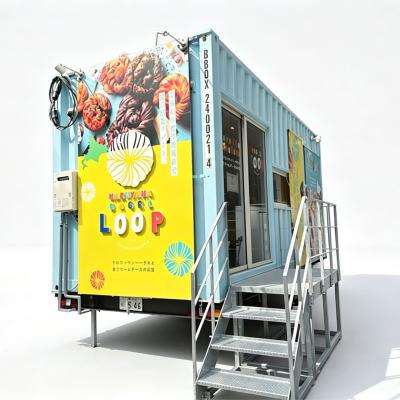 China Commercial Container Food Cart Street Mobile Towable Multifunctional Customized Container Cafe Shop With Staircase for sale