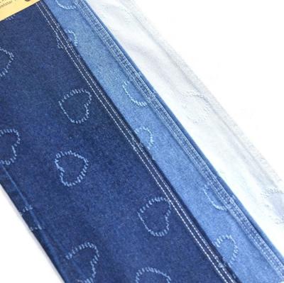 China Heart Printed Jacquard Denim Fabric  Non Elastic Denim  For  Unique Jeans Clothing for sale