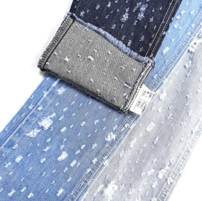 China New Design Crochet  Jacquard Denim Fabric Vertical Bamboo Yarn Non Elastic Denim 9.5oz 180CM for sale
