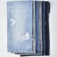 China 11.9oz Shrink Resistant Cotton Polyester Spandex Blue Stretch Denim Fabric for sale