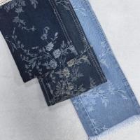 China Special Flower Design Jacquard Denim Dark Blue 10.5oz 180 Full Width For Lady Jeans Or Jacket for sale