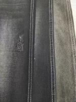 China 9.6oz Cotton Polyester Rayon BLACK/BLACK Denim Fabric With 10x10 Construction for sale