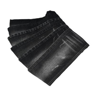 China TWILL Style Heavy Weight Stretch Black Slub Cotton Polyester Spandex Denim Fabric for sale
