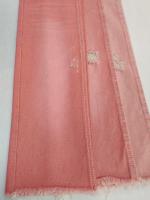 China Woven Pink Color Left Twill Style 10.6oz Denim Fabric With 10*7 Construction For Woman Jeans for sale