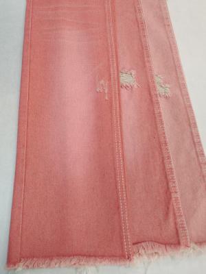 China Woven Pink Color Left Twill Style 10.6oz Denim Fabric With 10*7 Construction For Woman Jeans for sale