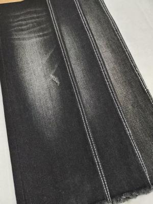 China Twill 10S 70%Cotton High Stretch Denim Fabric BLACK/BLACK 10oz 170-172cm For Jeans for sale